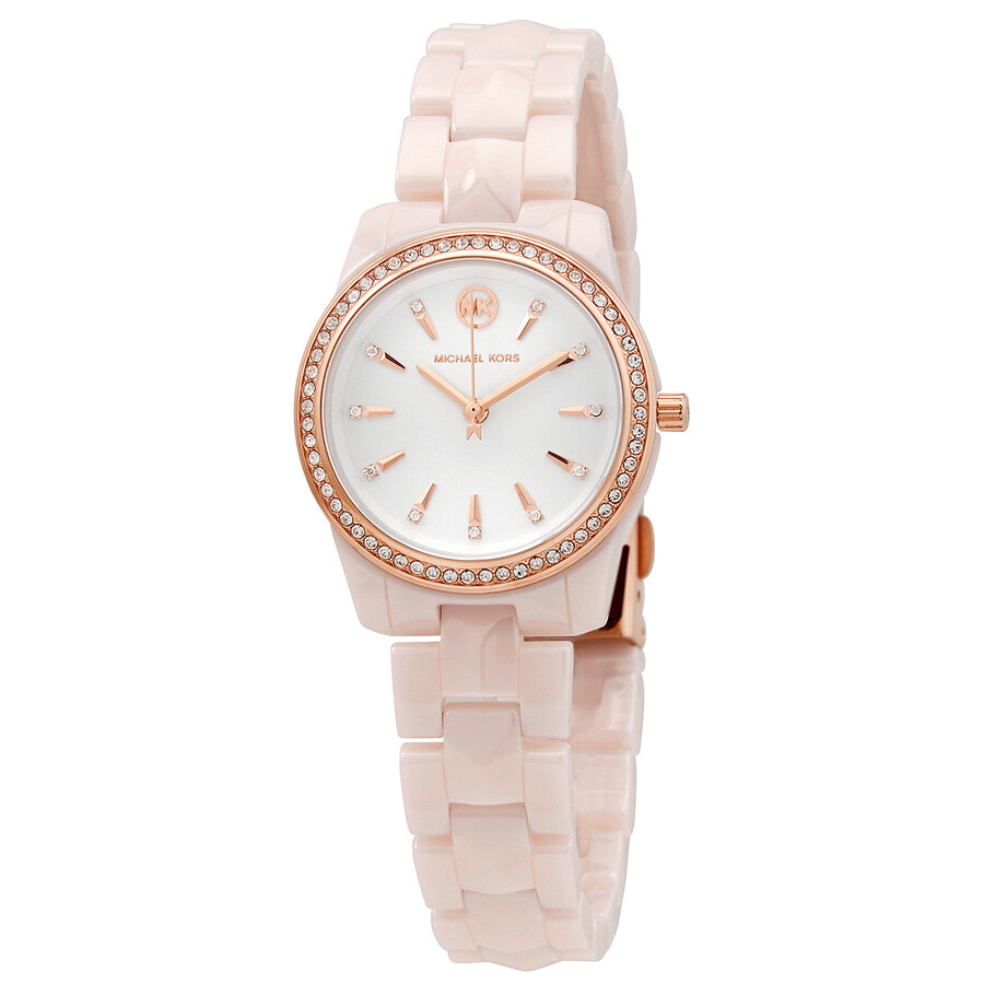 Michael Kors Runway Mercer Quartz Crystal White Dial Ladies Watch ...