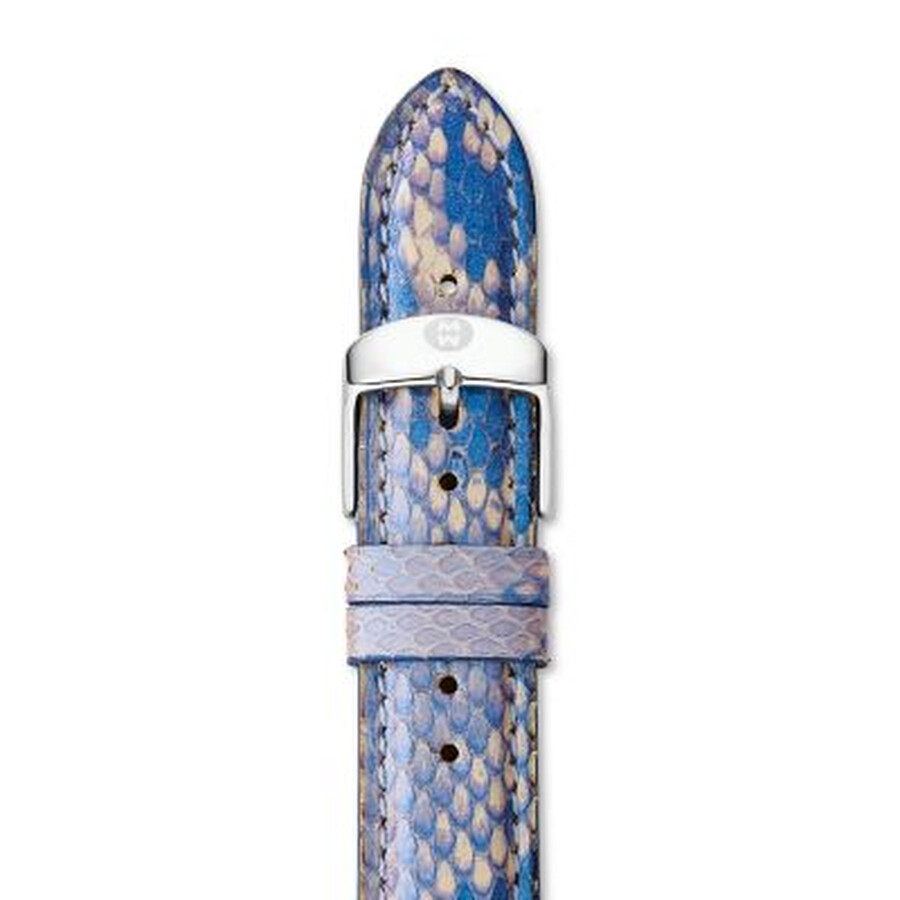Michele 18 mm Shimmer Blue Python Leather Watch Strap MS18AA180421 ...