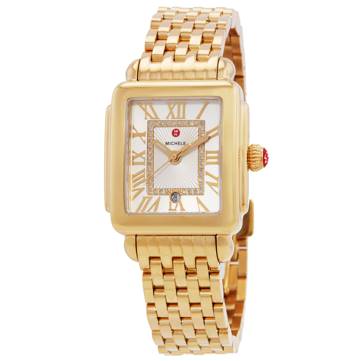 Michele Deco Madison Quartz Diamond Silver White Sunray Dial Ladies ...