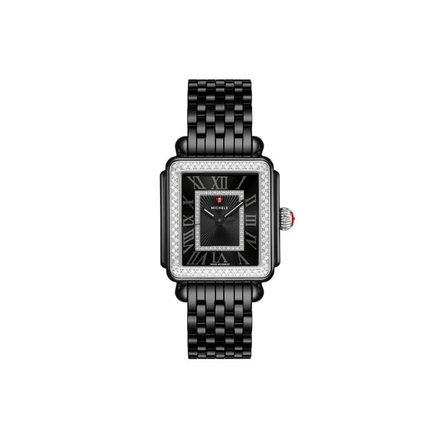 Michele Deco Quartz Diamond Black Sunray Dial Ladies Watch MWW06T000226 ...