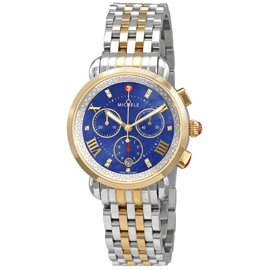 Michele Sport Sail Chronograph Quartz Diamond Blue Dial Unisex Watch ...