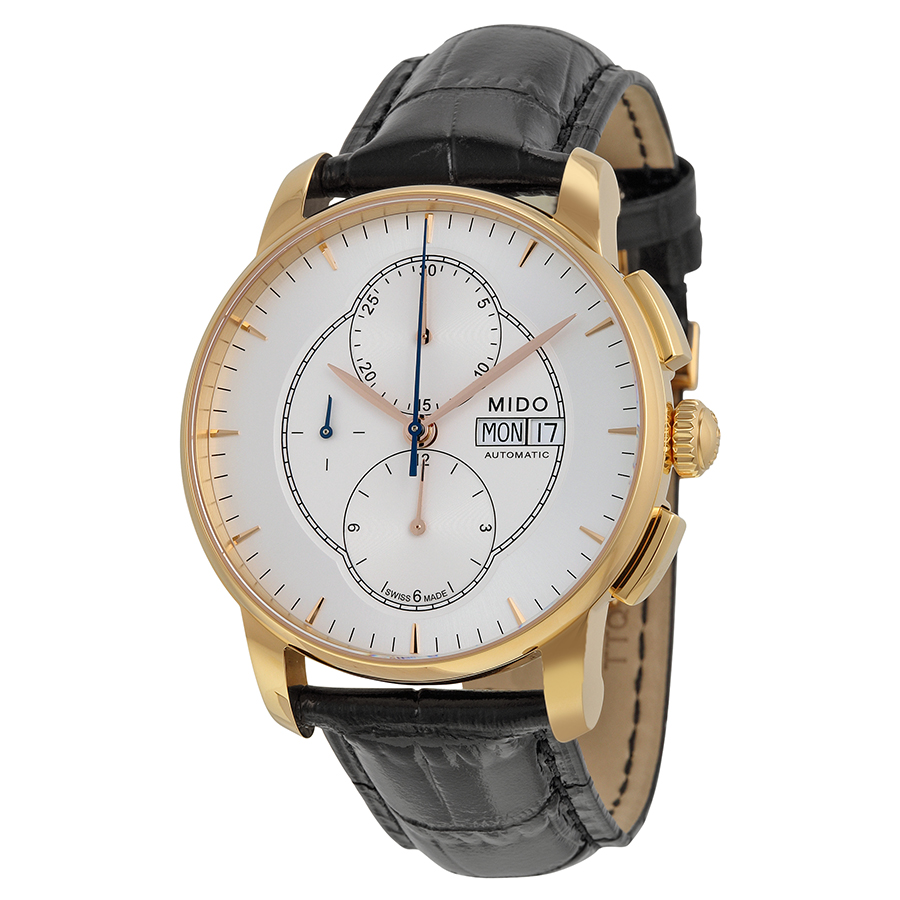 Mido Baroncelli Automatic Chronograph Grey Dial Black Leather Men's ...
