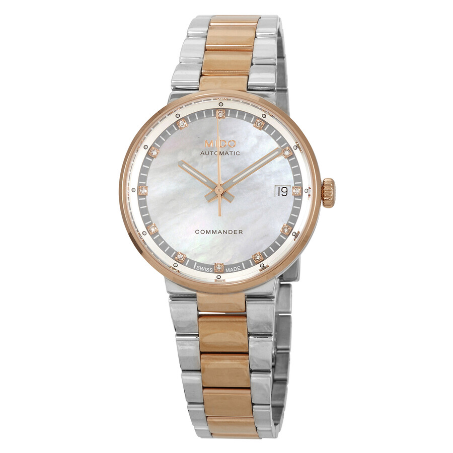 Mido Commander II Automatic White Mother of Pearl Dial Watch M014.207 ...