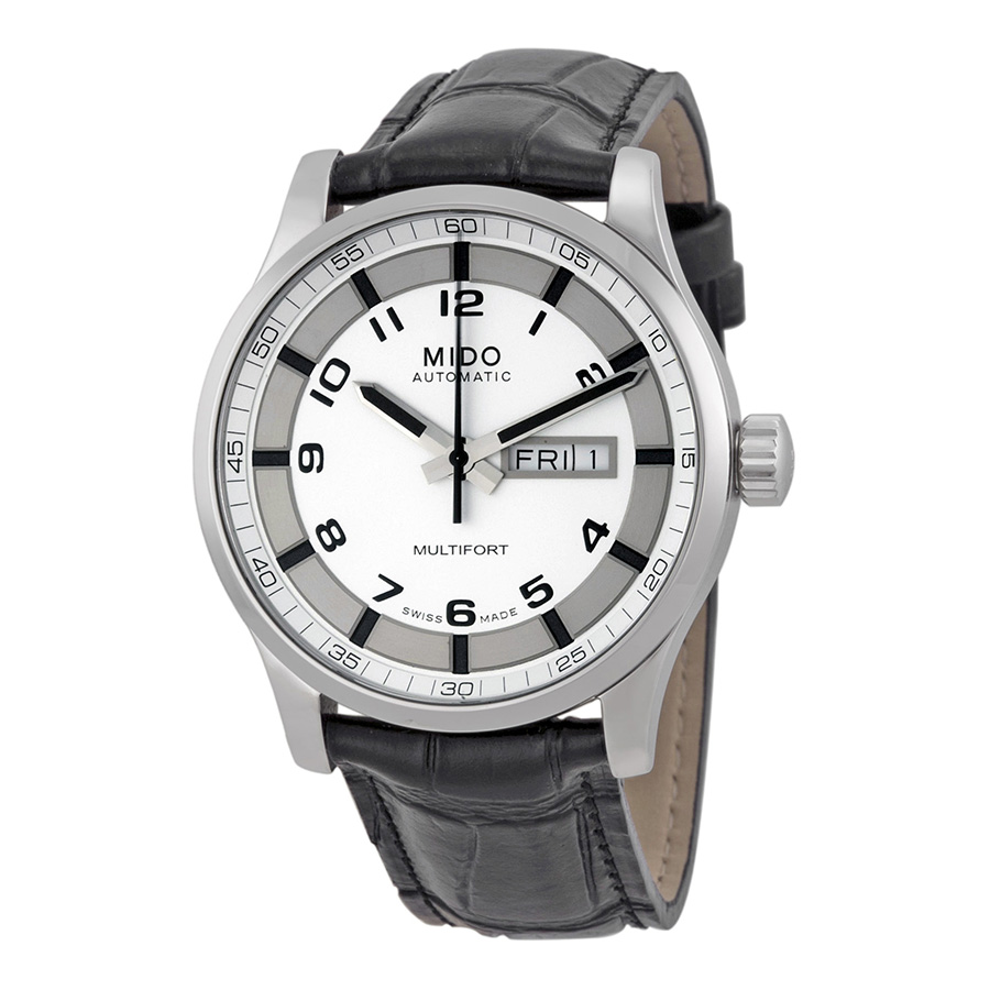 Mido Multifort Automatic White Dial Leather Men's Watch M0054301603200 ...