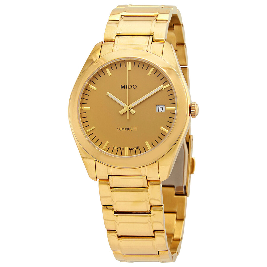 Mido Quartz Gold Dial Yellow Gold-tone Ladies Watch M0124103302100 ...