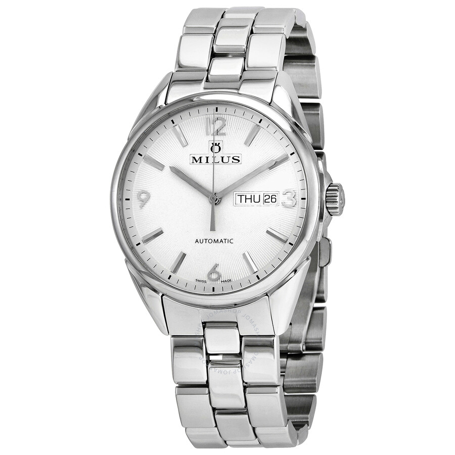 Milus Automatic White Dial Stainless Steel Men's Watch TIRC005 - Watches, Tirion - Jomashop
