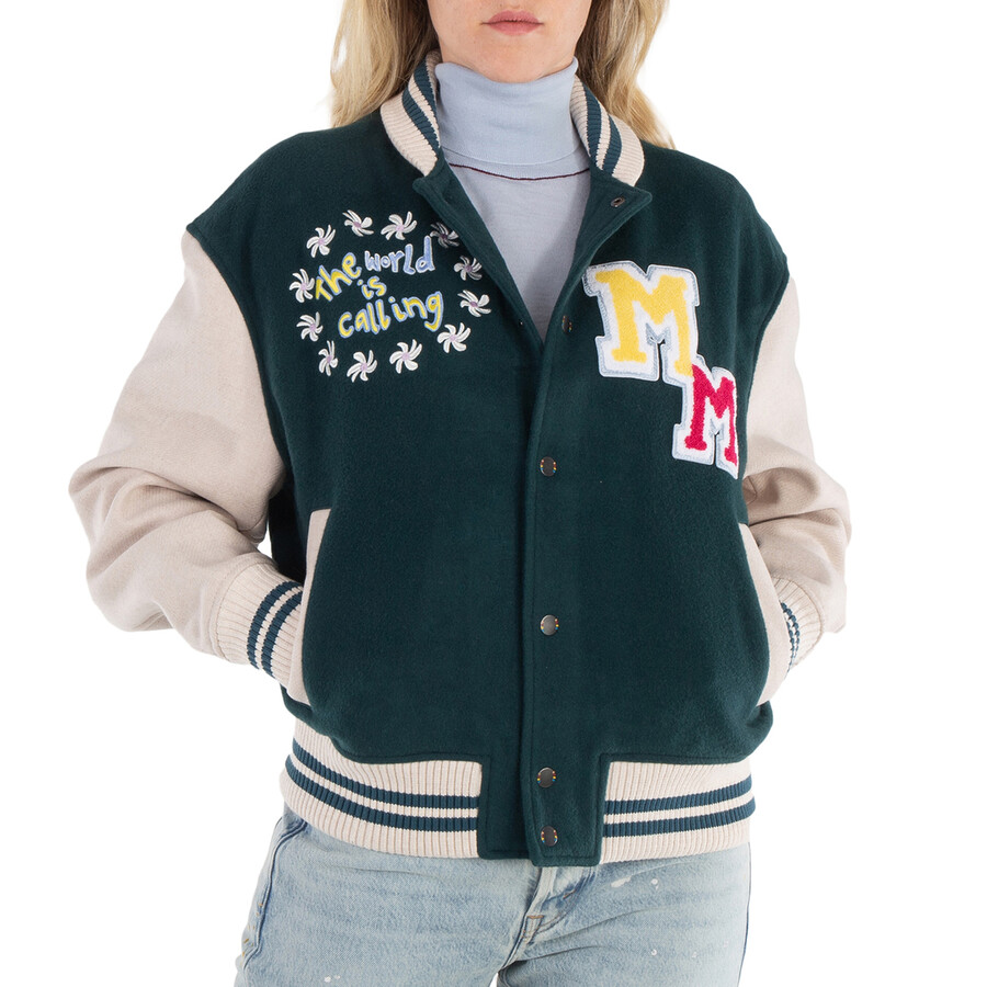 Mira Mikati Embroidered Mushroom Varsity Bomber Jacket, Brand Size 40 ...