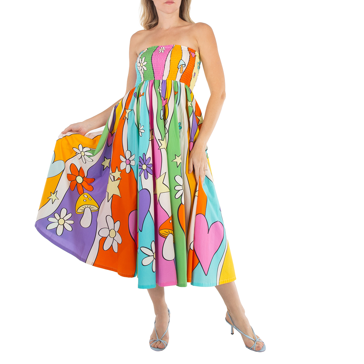 Mira Mikati Ladies Multi Rainbow Ray Printed Dress, Brand Size 38 (US ...
