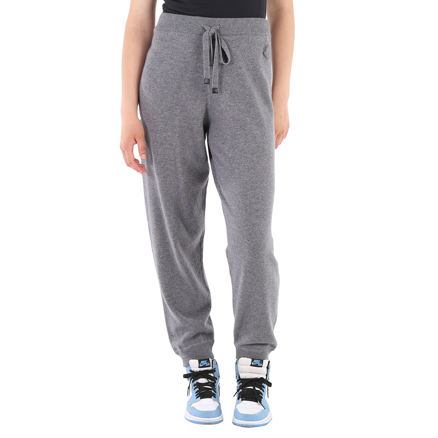 Moncler Ladies Medium Grey Wool And Cashmere Knitted Track Pants, Size ...