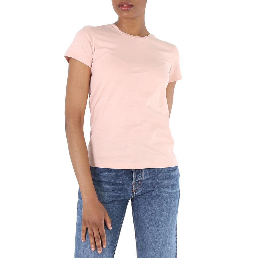 Moncler Ladies Pastel Pink Logo-patch Cotton T-shirt, Size X-Small ...