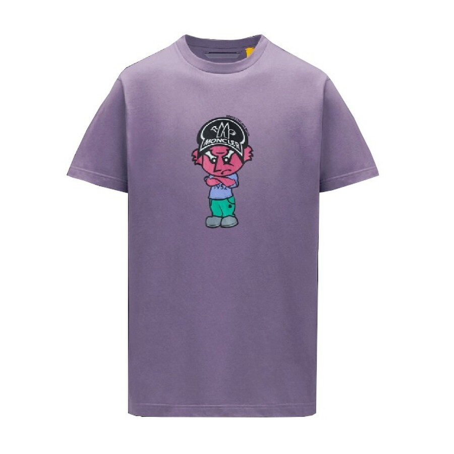 Moncler Men's Light Purple Cotton Jersey Motif Kiddo T-Shirt, Size X ...