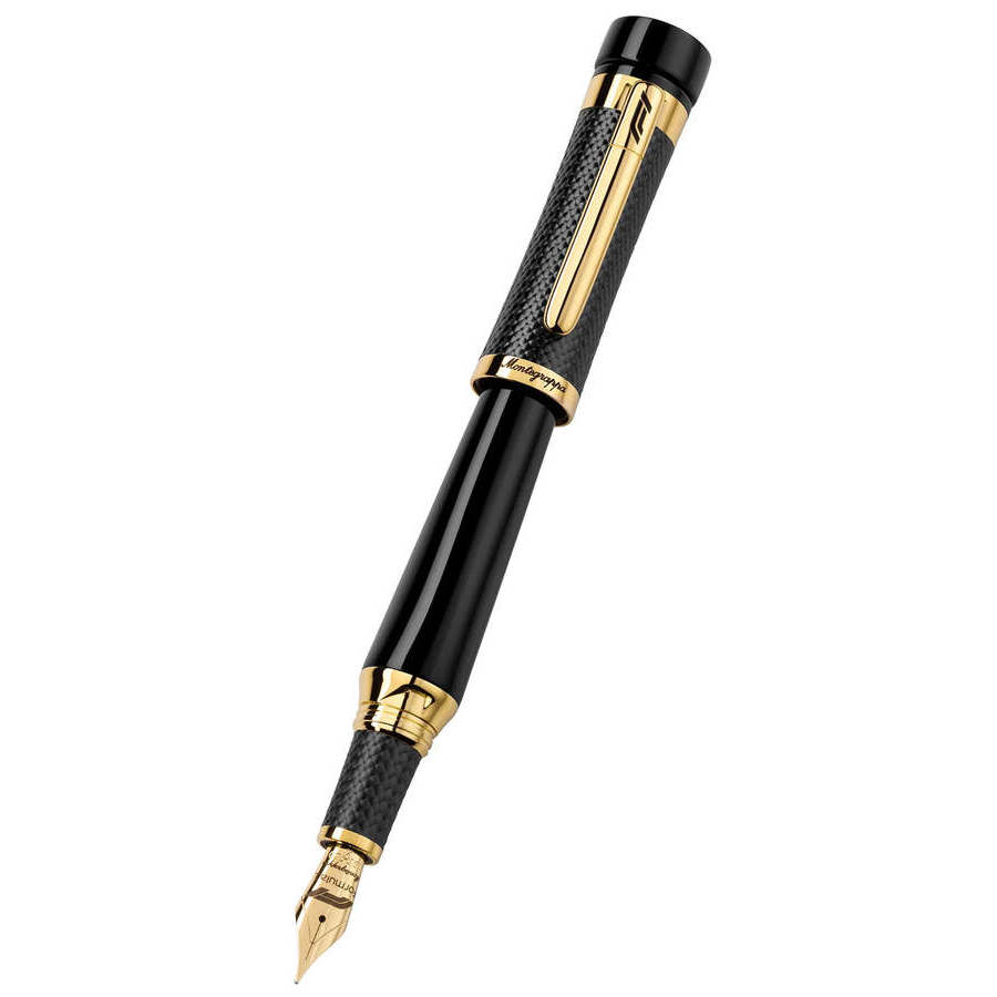Montegrappa F1 Speed Podium Black Fine Nib Yellow Gold/Black Fountain ...