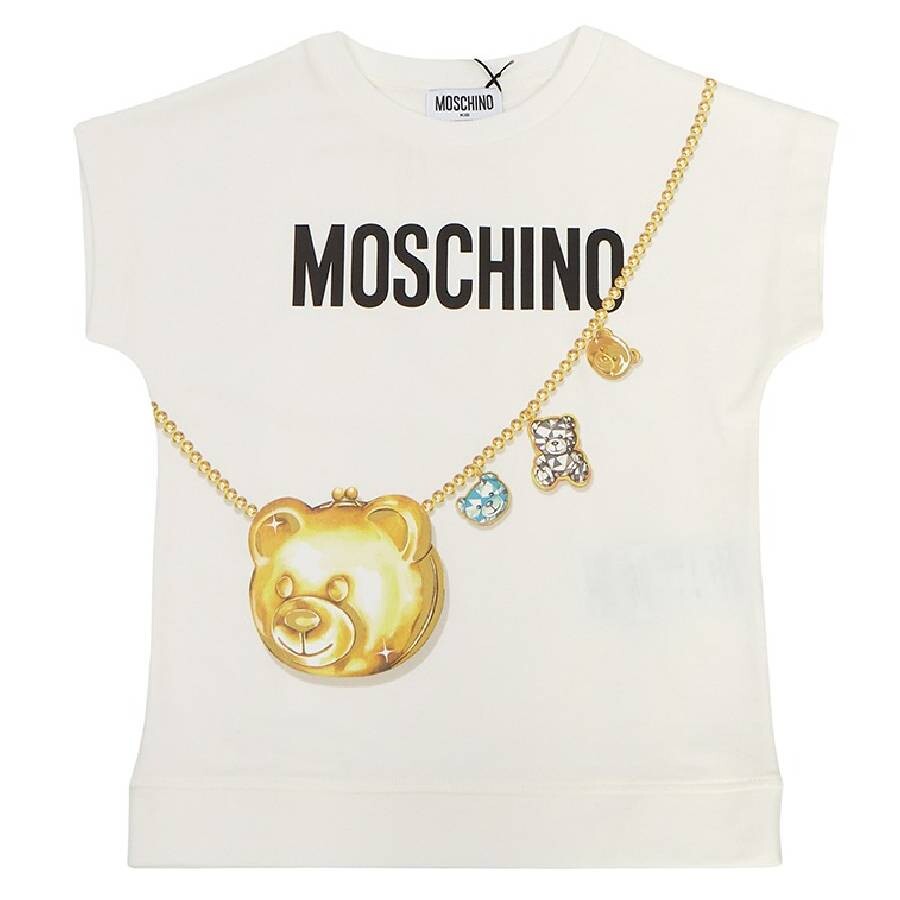 Moschino Girls Graphic Logo Print Crew Neck T-Shirt, Size 6 HDM06A ...