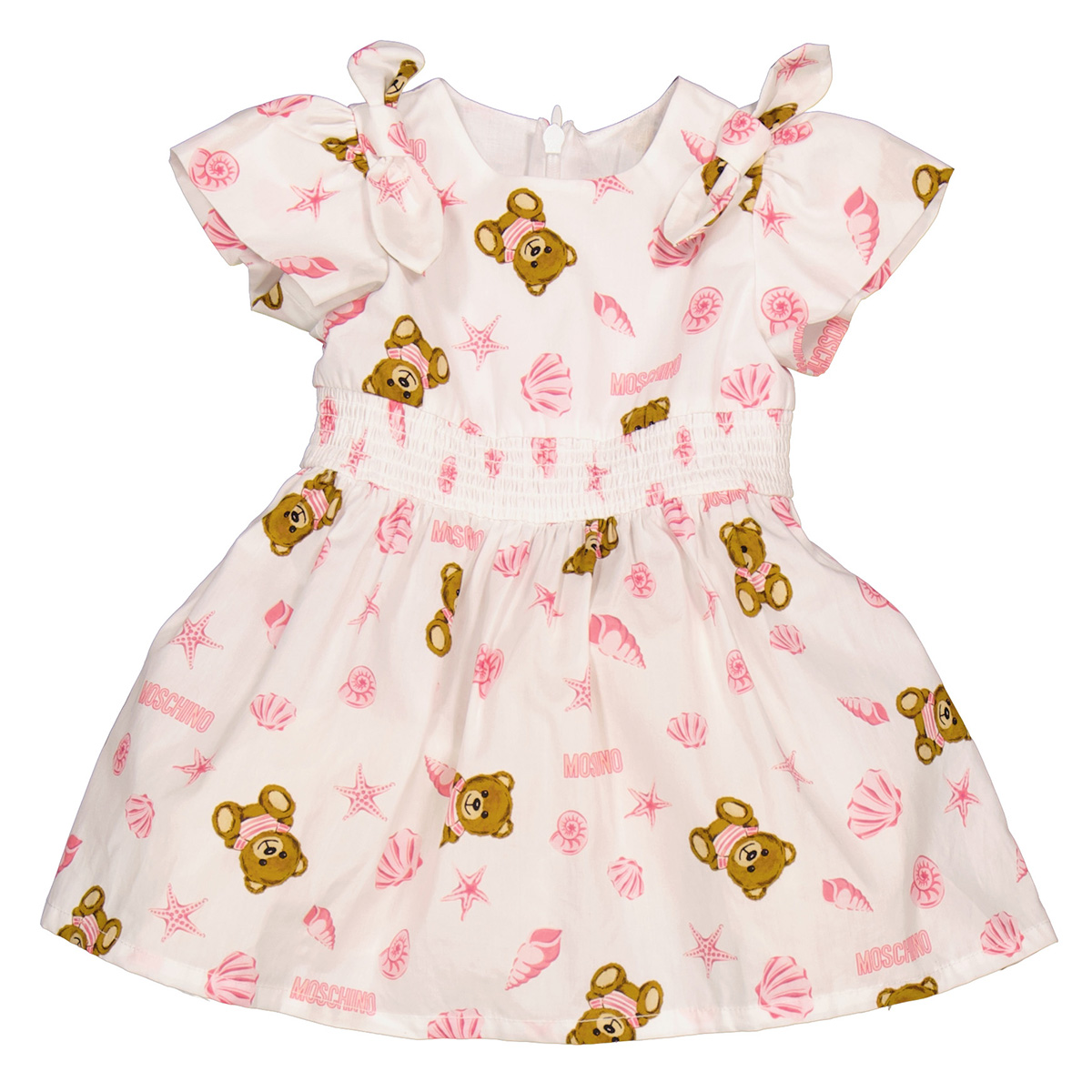 Moschino Girls White Toy Shell Teddy Seashell Print Dress And Bloomers ...