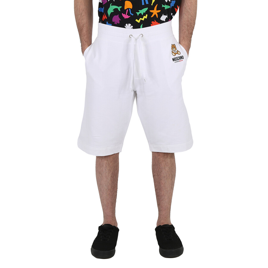 Moschino Men's White Teddy Logo Embroidered Drawstring Shorts, Size X ...