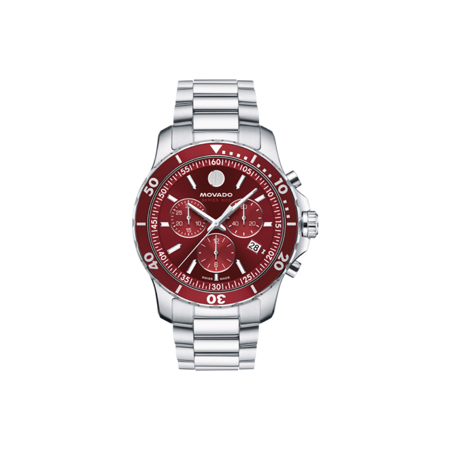 Movado 800 Chronograph Quartz Red Dial Men's Watch 2600194 885997579254 ...