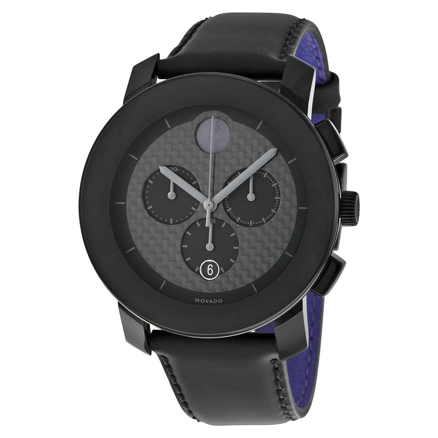 Movado Bold Chronograph Black Dial Black Leather Unisex Watch 3600227 ...