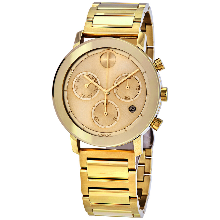 Movado Bold Chronograph Quartz Gold Dial Men's Watch 3600682 - Watches ...