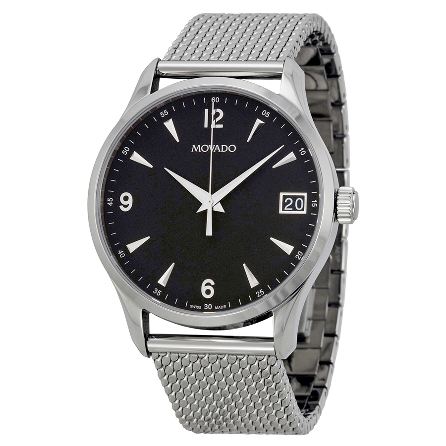 Movado Circa Black Dial Stainless Steel Mesh Watch 0 606802 ...