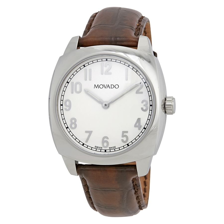 Movado Circa White Dial Brown Leather Men's Watch 606587 0606587 ...