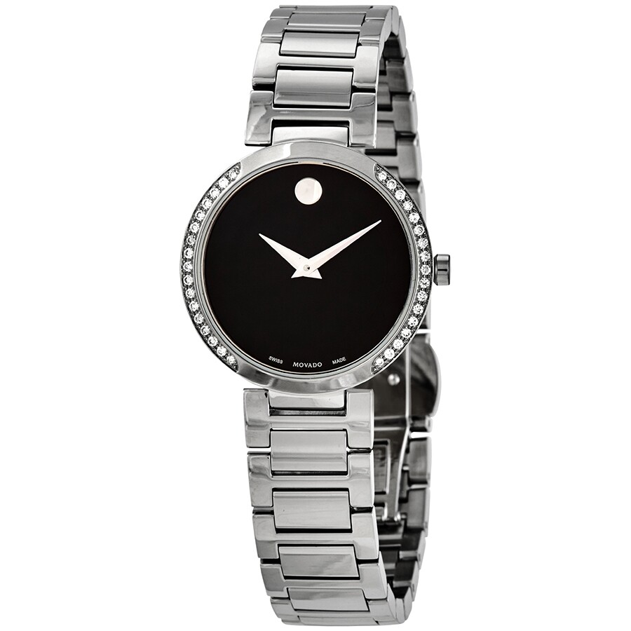 Movado Modern Classic Quartz Diamond Black Dial Watch 0607367 - Watches ...