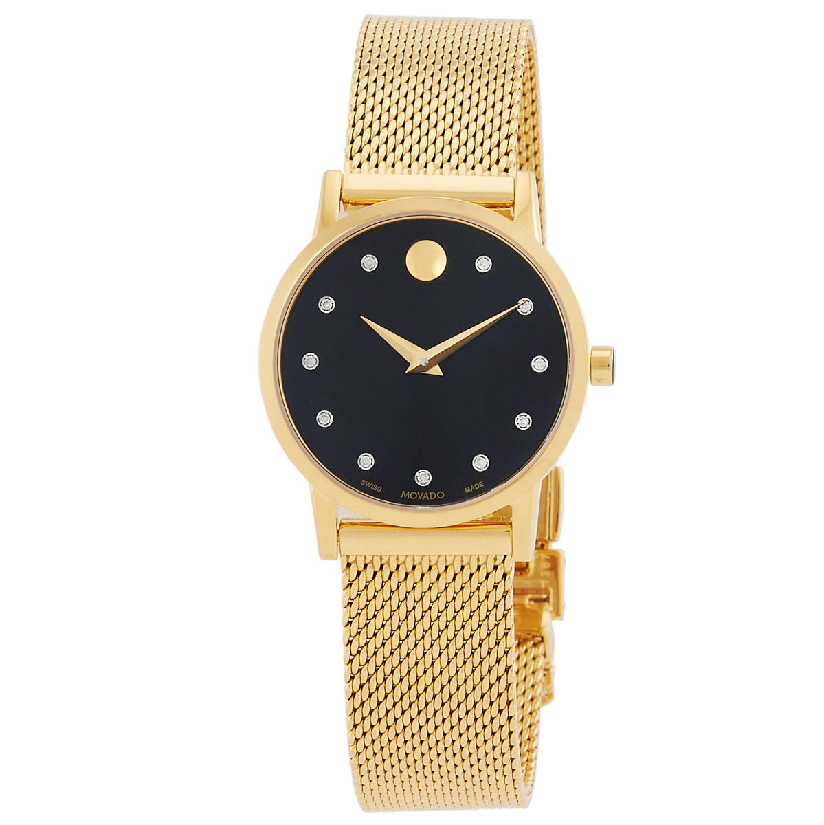 Movado Museum Classic Quartz Diamond Black Dial Ladies Watch 0607628 ...