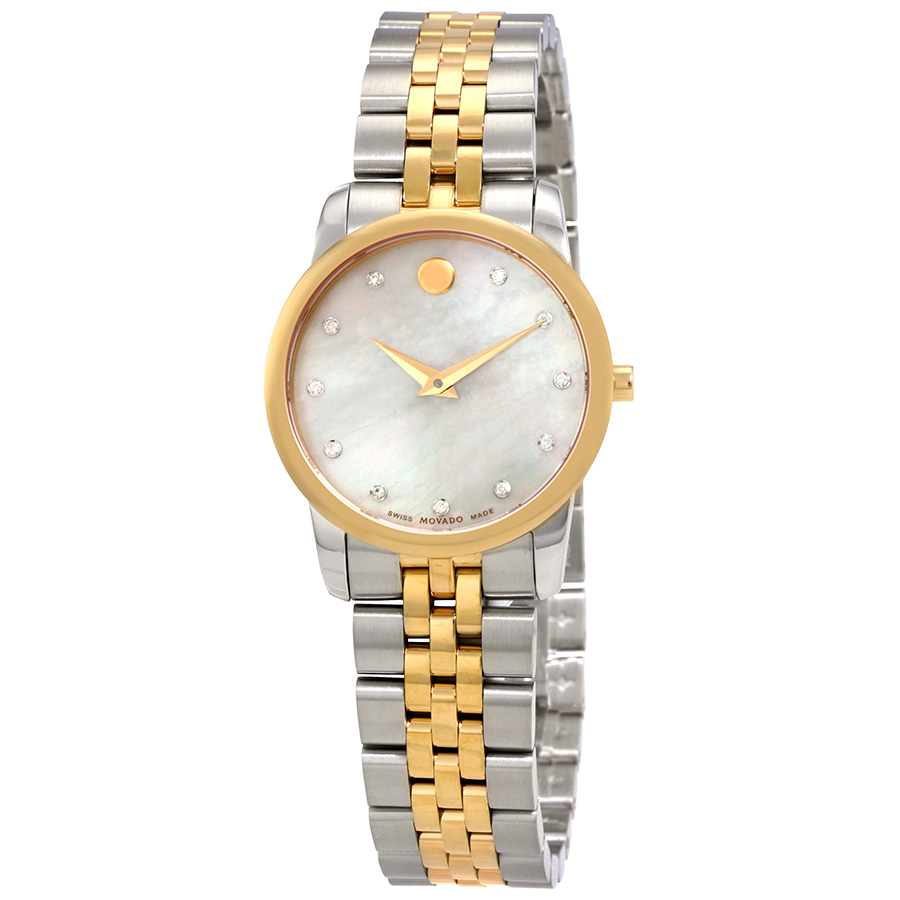 Movado Museum Classic White Mother of Pearl Dial Ladies Watch 0607077 ...