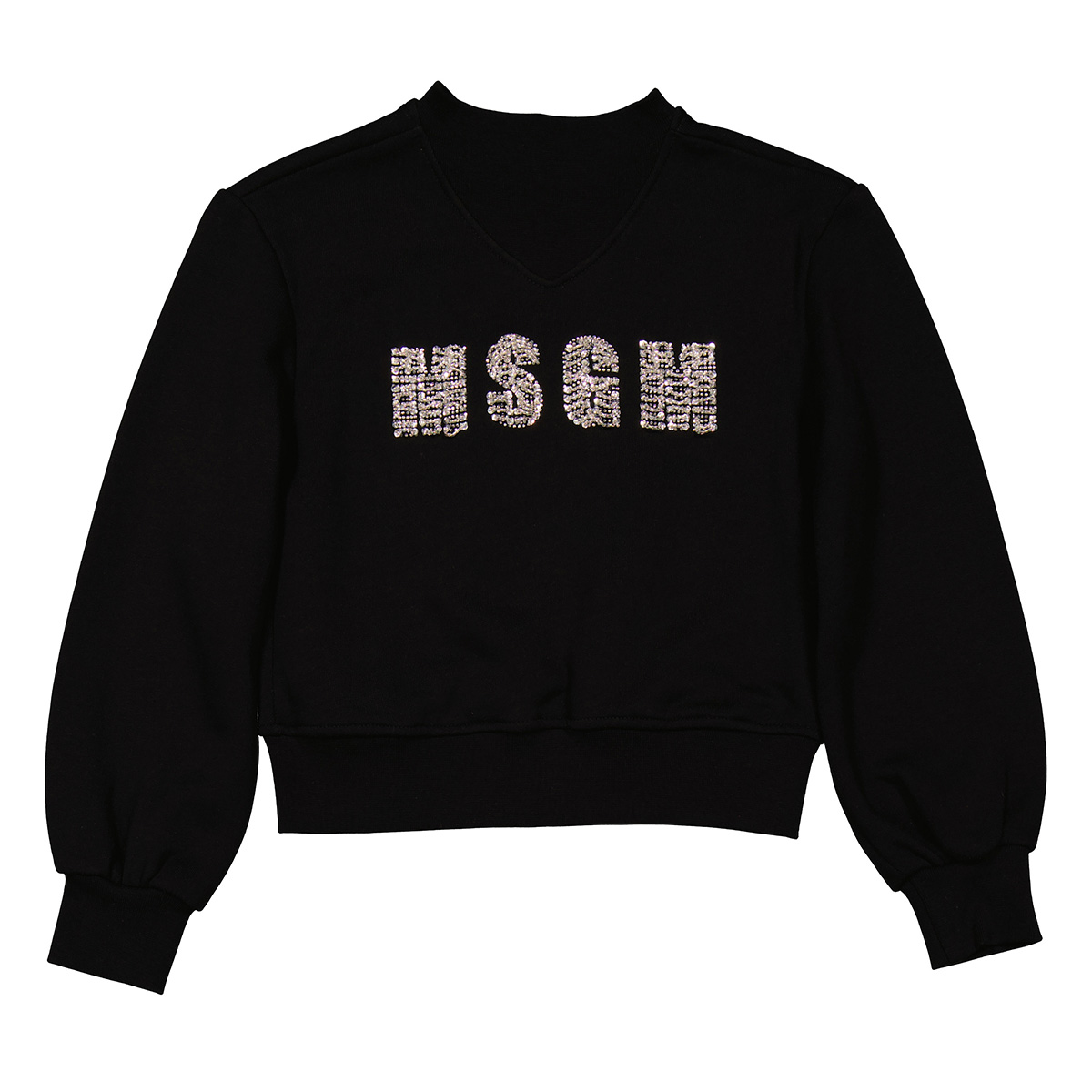 Msgm Girls Black Crystal Logo Cotton Sweatshirt, Size 10Y MS029226-110 ...