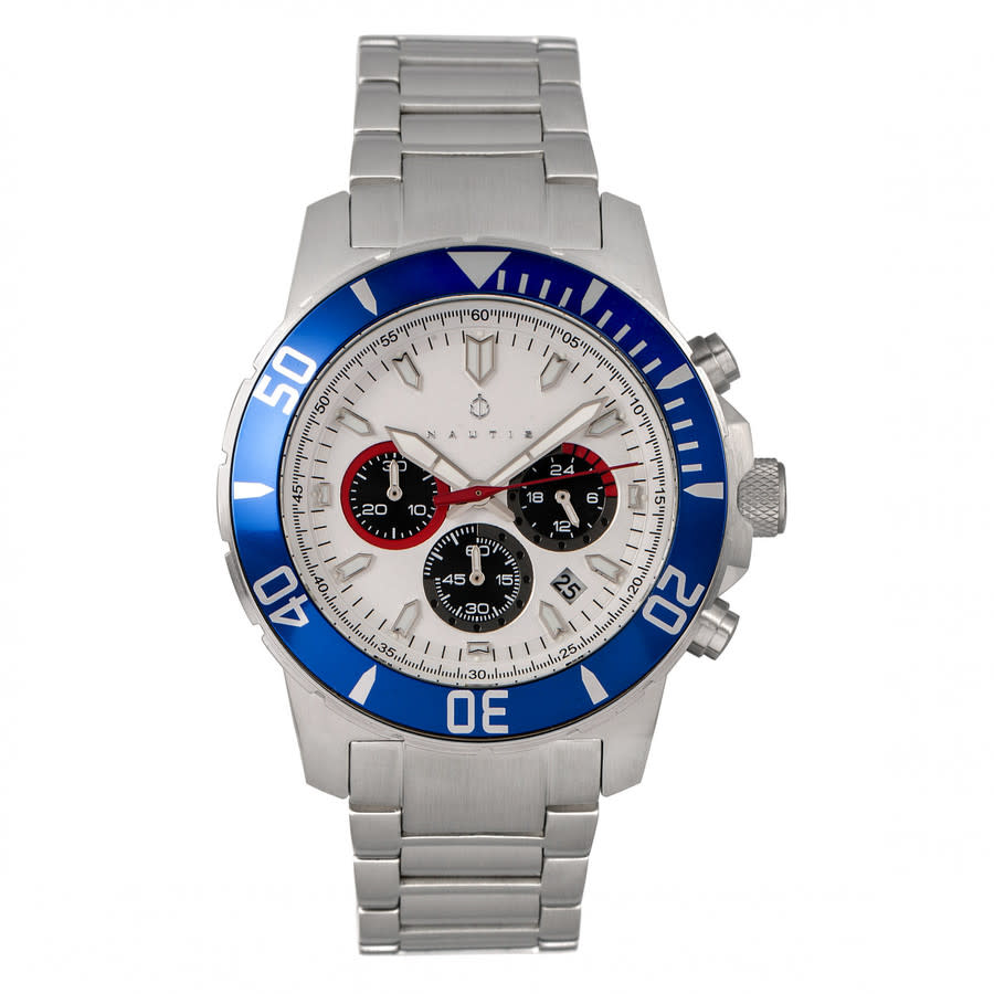 Nautis Dive Chrono 500 Chronograph Quartz White Dial Men's Watch 17065 ...