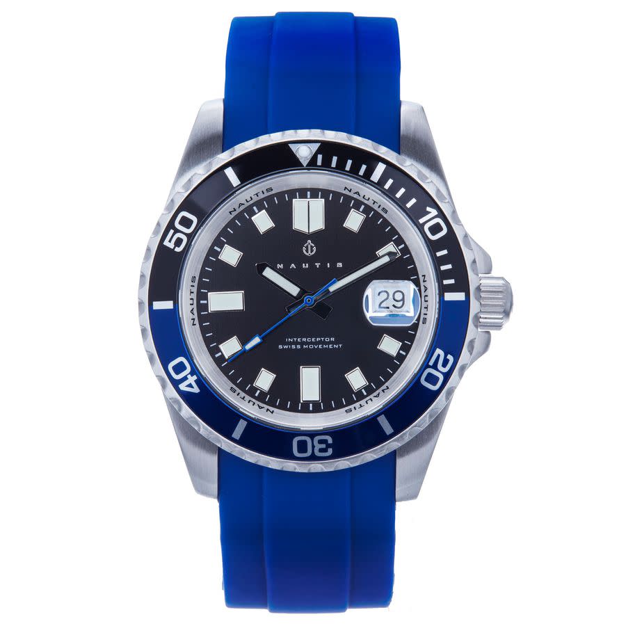 Nautis Interceptor Quartz Black Dial Batman Bezel Men's Watch 19161G-D ...