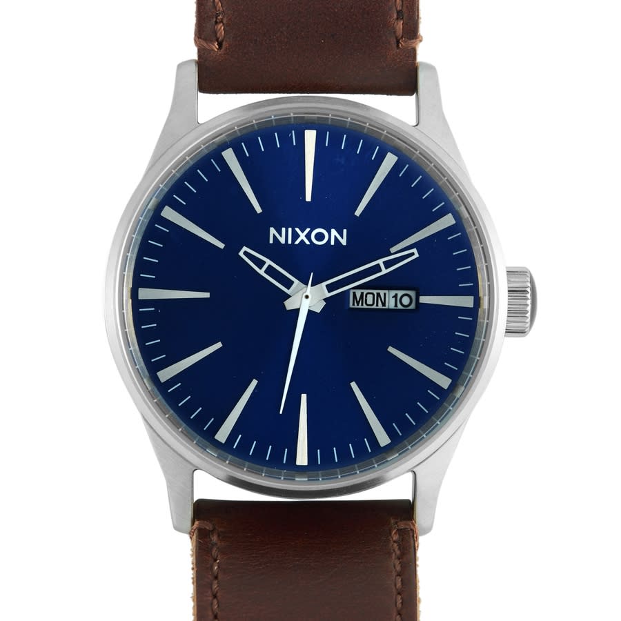 Nixon Sentry Leather Quartz Blue Dial Men's Watch A1051524-00 - Watches ...