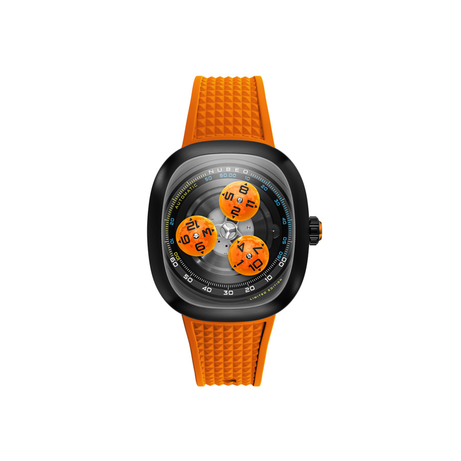 Nubeo Tri-Star Orbit Orange Dial Men's Watch NB-6116-07 194595076172 ...