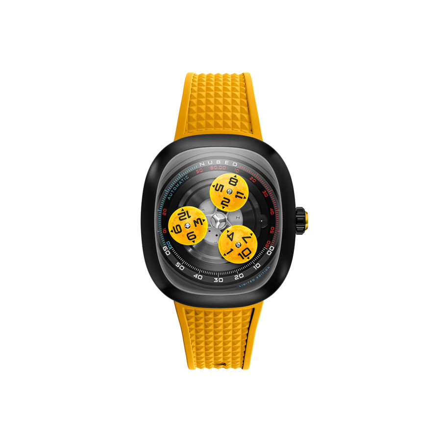 Nubeo Tri-Star Orbit Yellow Dial Men's Watch NB-6116-06 194595076165 ...