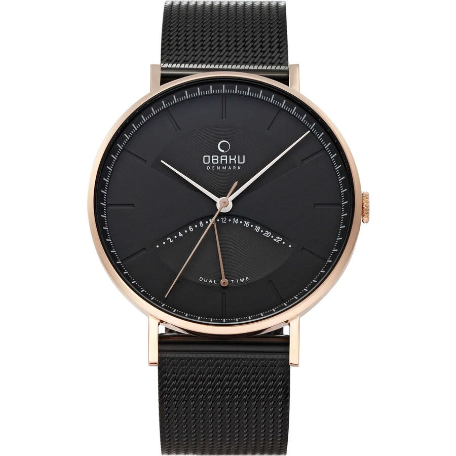 Obaku Classic Quartz Black Dial Men's Watch V213GUVBMB 889034805221 ...