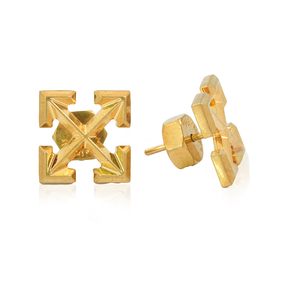 Off-White Gold Mini Arrow Brass Earrings WOD017C99MET001 8052865515740 ...