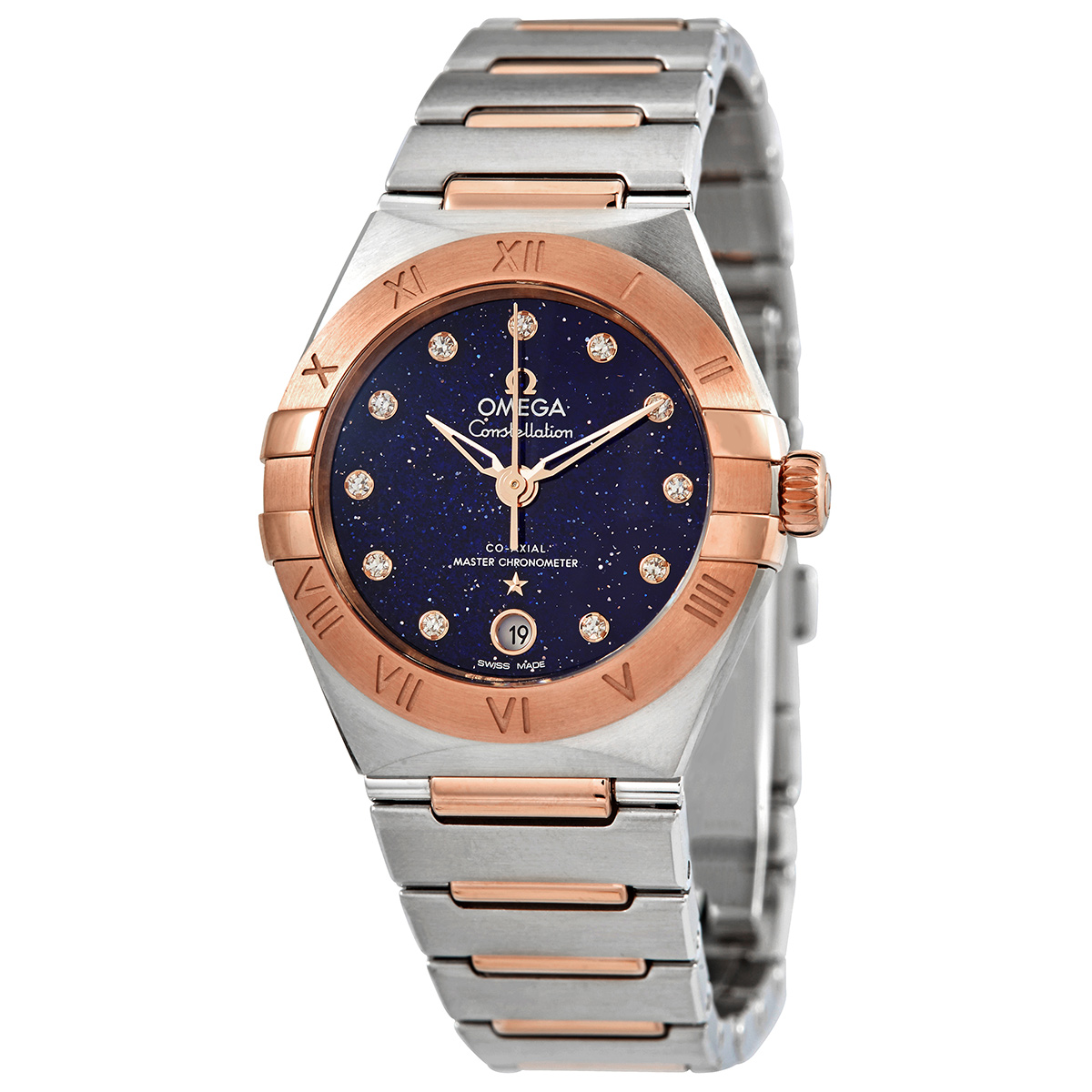 Omega Constellation Automatic Blue Aventurine Glass Diamond Dial Ladies ...