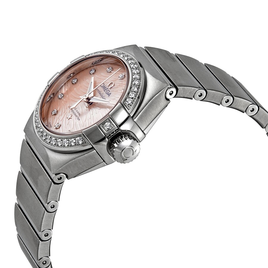 Omega Constellation Pink Mother of Pearl Diamond Dial Automatic Ladies ...