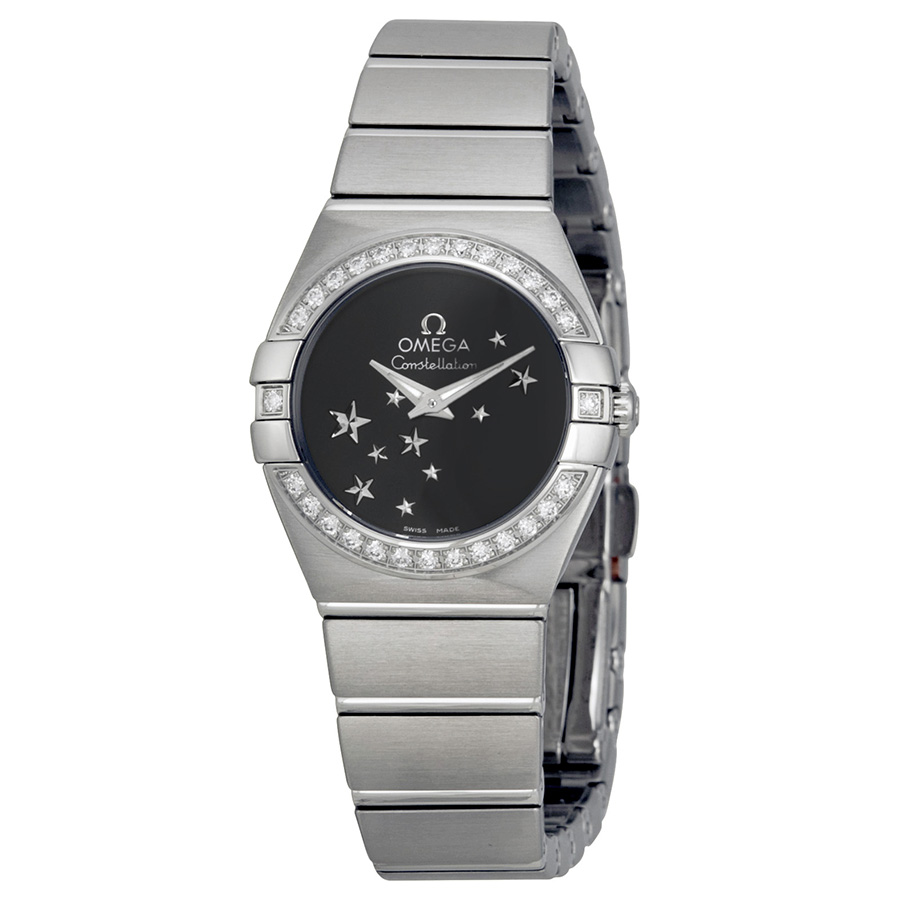 Omega Constellation Star Black Dial Stainless Steel Ladies Watch ...