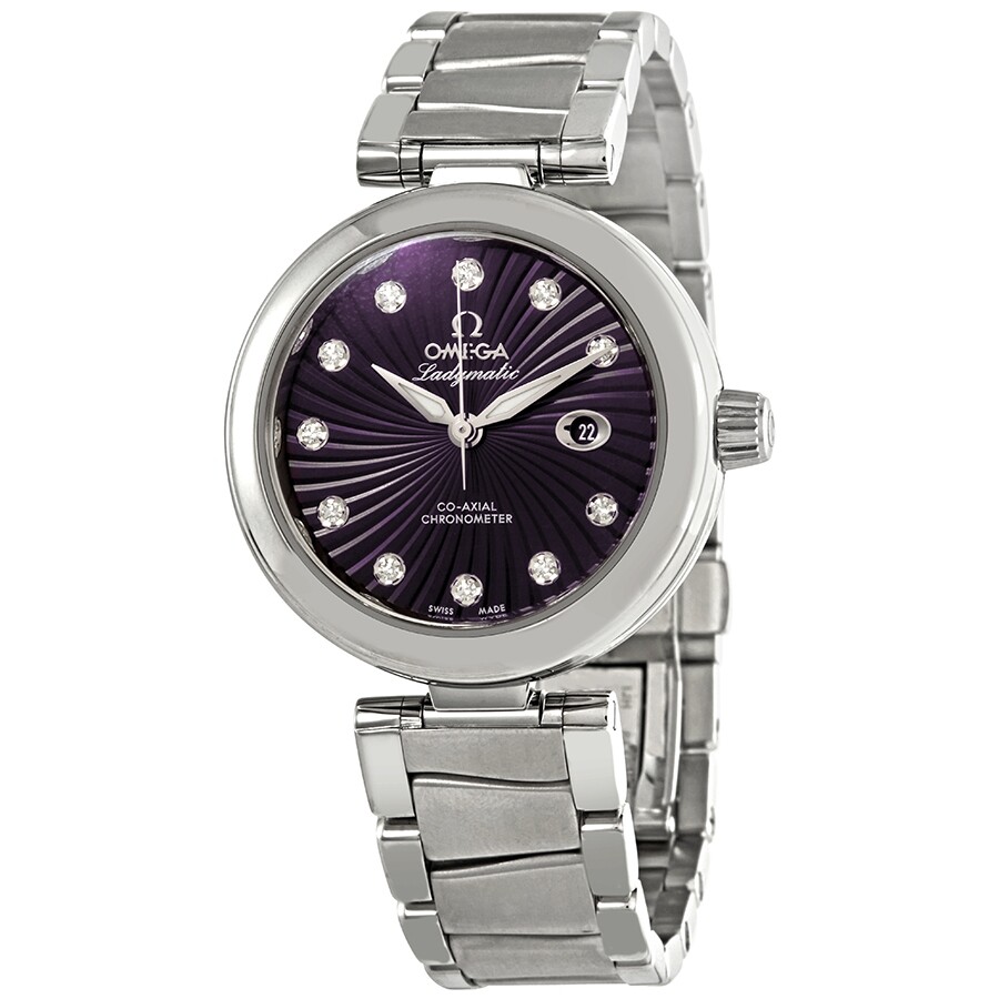 Omega De Ville Purple Diamond Dial Automatic Ladies Watch 425.30.34.20 ...