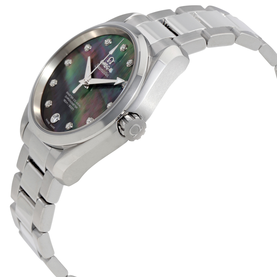 Omega Seamaster Aqua Terra Automatic Black Mother of Pearl Diamond Dial ...