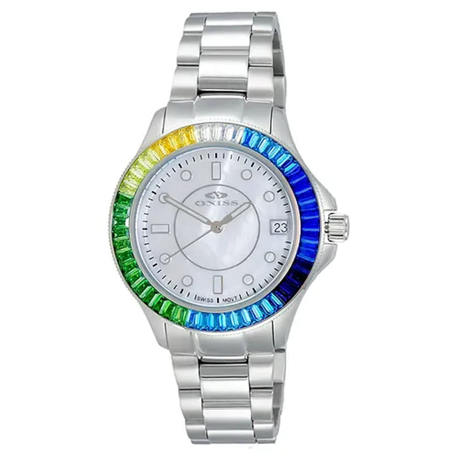 Oniss Crown White Dial Ladies Watch ON7323-40WT_BUMC 815096409169 ...