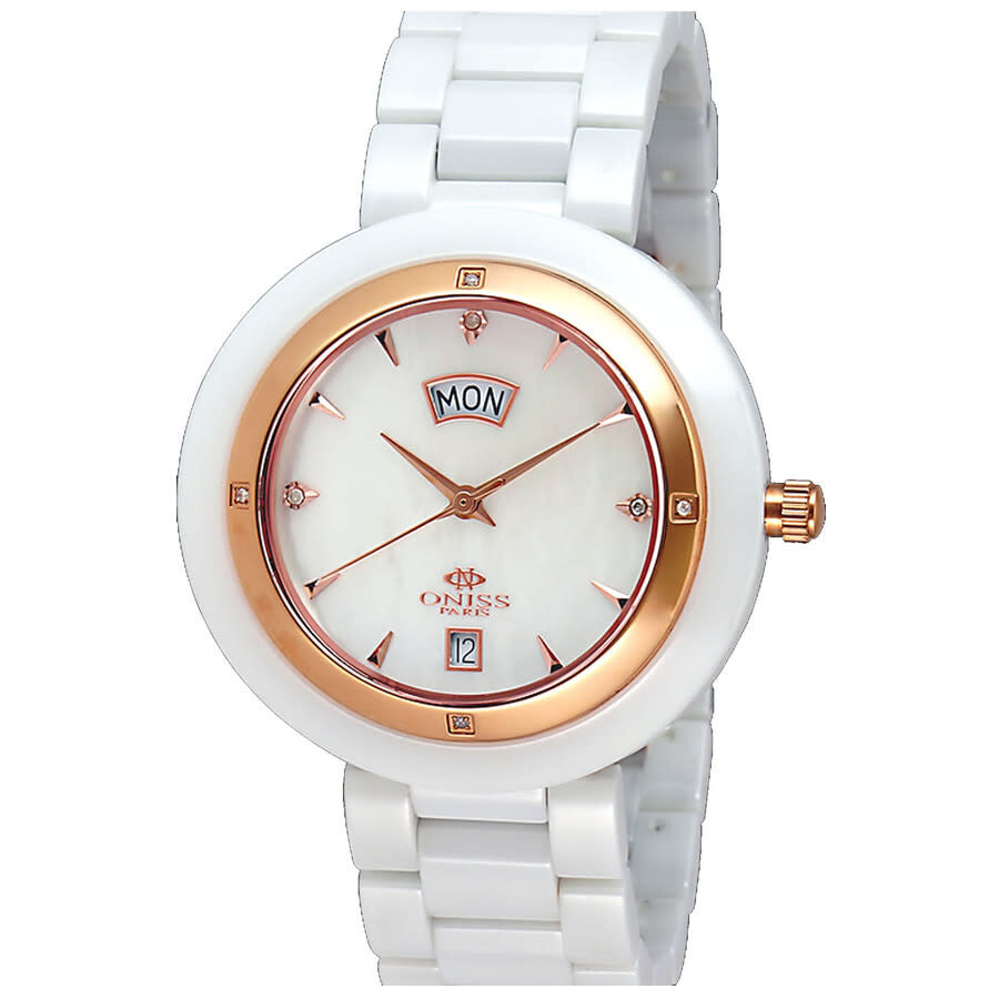 Oniss Luxur Collection White Dial Ladies Watch ON609-MRG WWHT ...