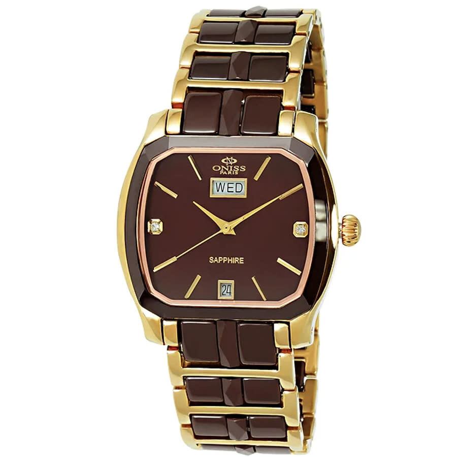 Oniss Sappir Ceramic Collection Brown Dial Ladies Watch ON605-LG BRN ...