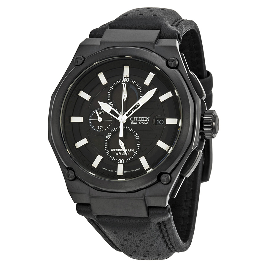 Citizen Open Box - Citizen Sport Eco-drive Chronograph Black Dial Black ...