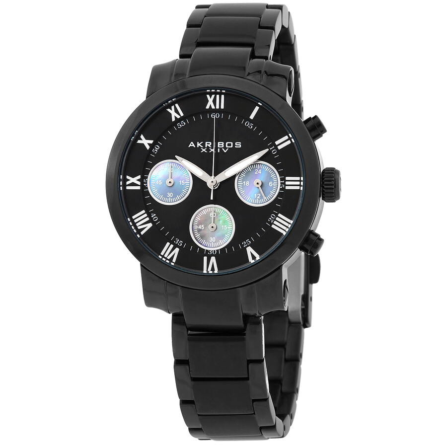 Akribos Xxiv Open Box - Akribos Black Dial Chronograph Stainless Steel ...