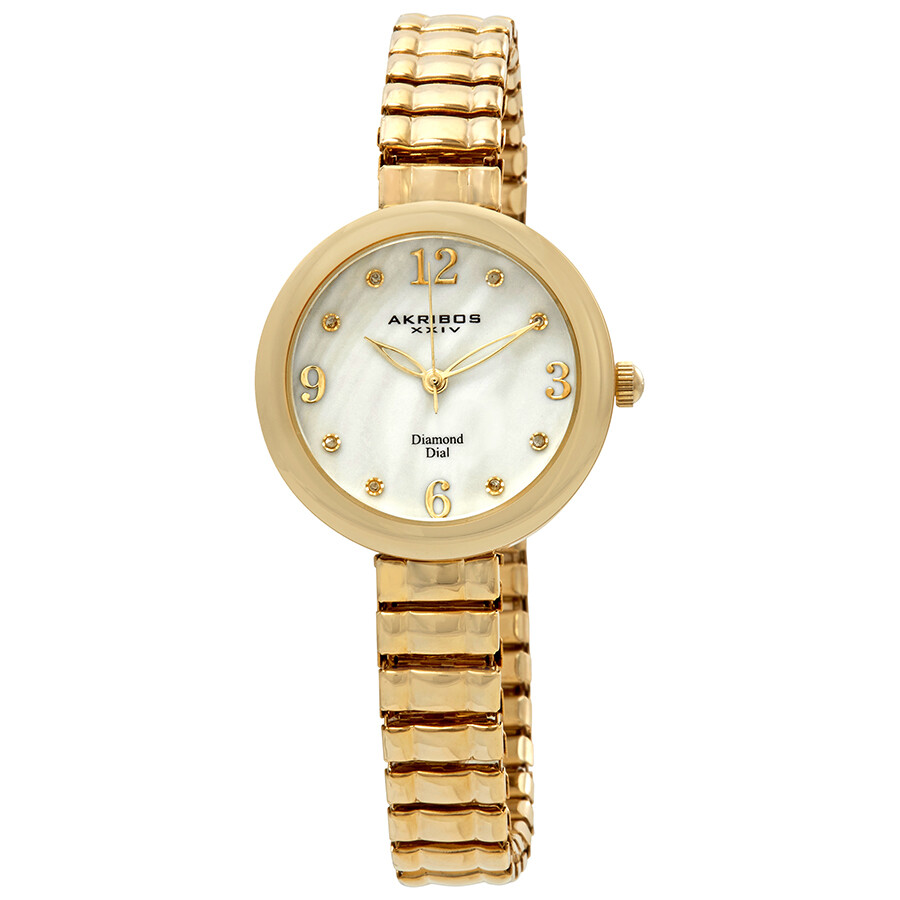 Akribos Xxiv Open Box - Akribos XXIV Mother of Pearl Dial Yellow Gold ...