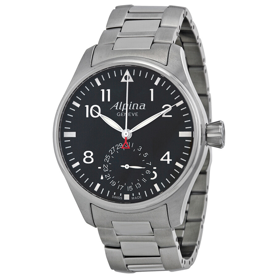 Alpina Open Box - Alpina Startimer Pilot Automatic Black Dial Steel ...