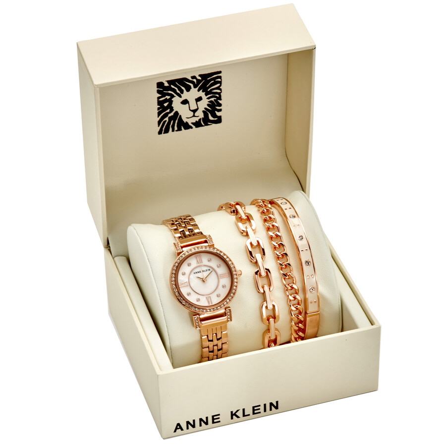 Anne Klein Open Box - Anne Klein Blush Mother of Pearl Crystal Dial ...