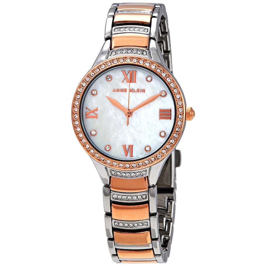 Anne Klein Open Box - Anne Klein Mother of Pearl Dial Two-tone Ladies ...