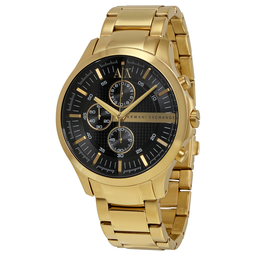 Armani Exchange Open Box - Armani Exchange Black Dial Chronograph Gold ...